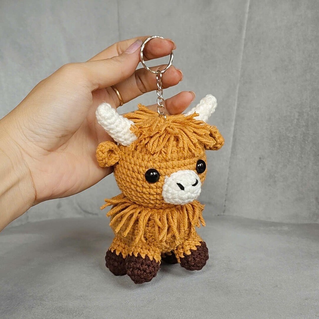 Crochet Highland Cow, Highland Cow Keychain, Highland Cow Plush ...