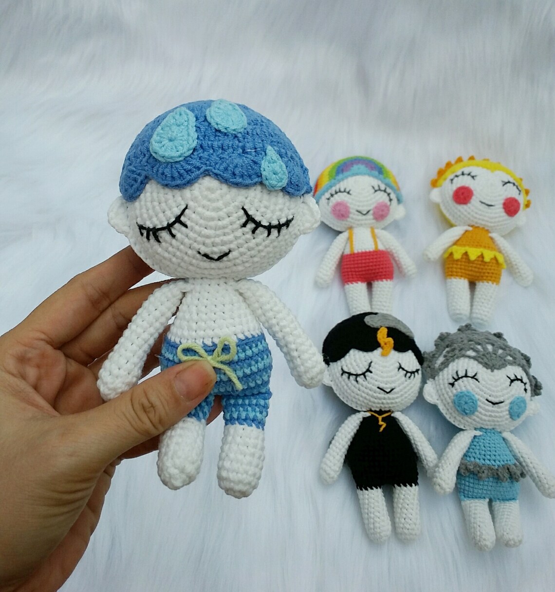 Crochet Weather Doll, Handmade Weather Doll, Crochet Rainbow Doll ...