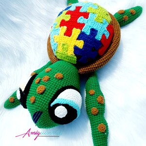 Crochet Autism Turtle, Amigurumi Autism Turtle, Autism Awareness Puzzle ...