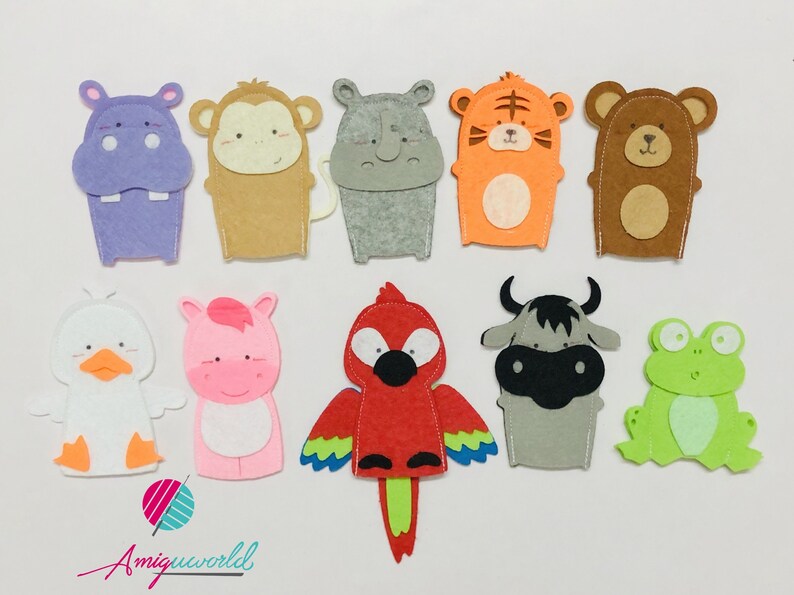 Set of 5 Animal Finger Puppets Felt Finger Puppets | Etsy