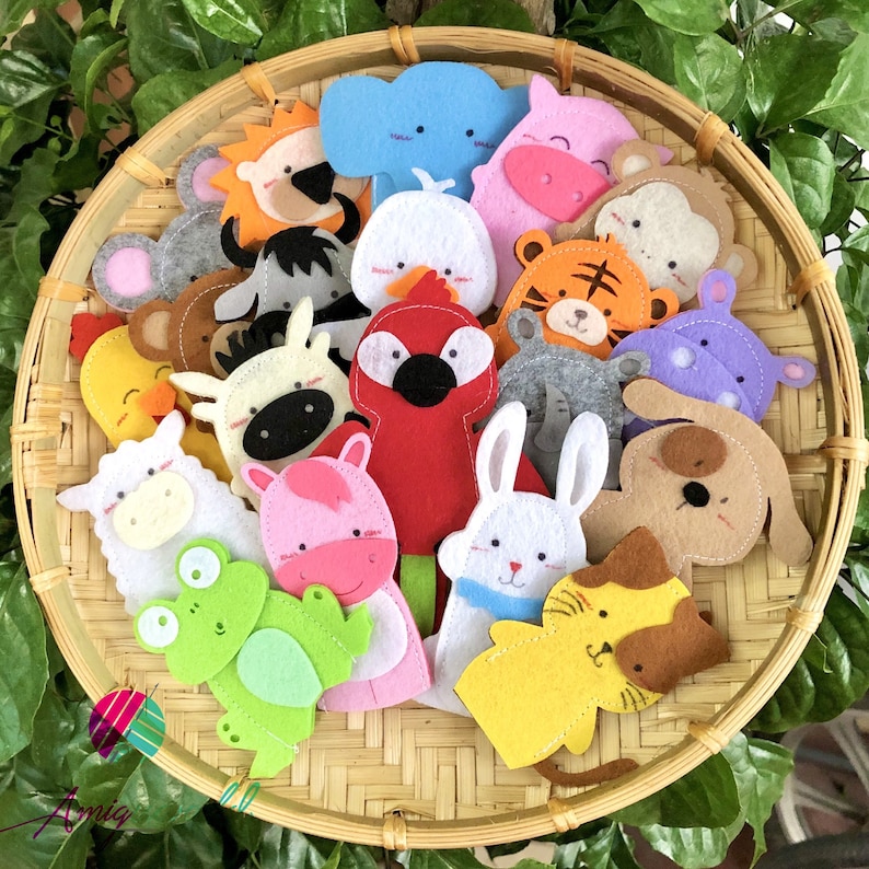 Set of 5 Animal Finger Puppets Felt Finger Puppets | Etsy