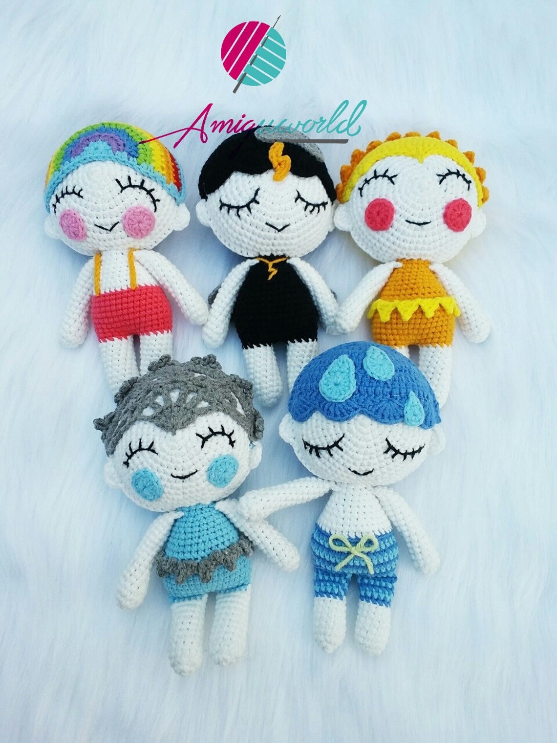 Crochet Weather Doll, Handmade Weather Doll, Crochet Rainbow Doll ...