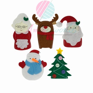 Set of 5 Christmas Finger Puppets, Santa Claus Finger Puppets, Felt ...