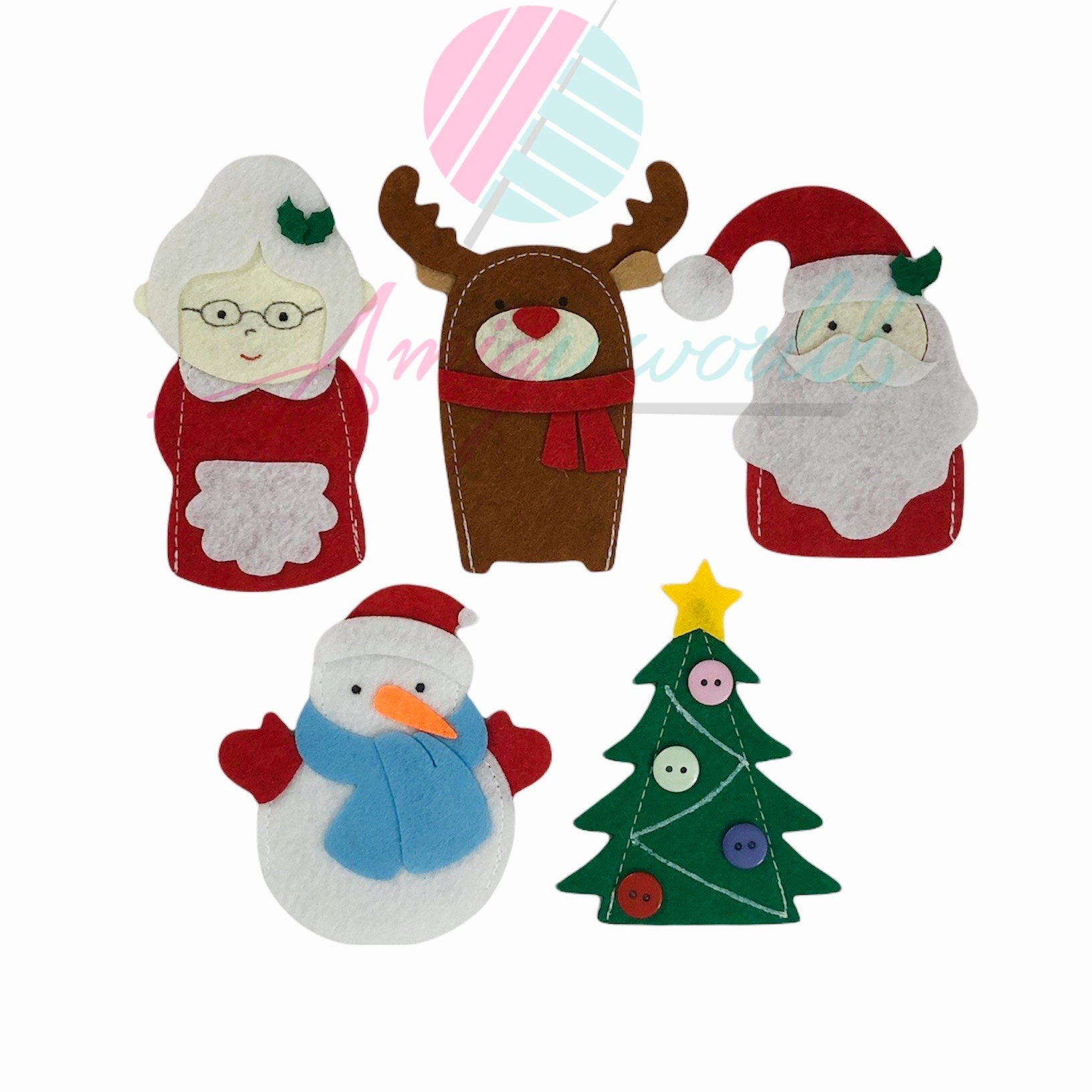 Set of 5 Christmas Finger Puppets Santa Claus Finger Puppets | Etsy