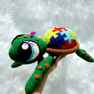 Crochet Autism Turtle, Amigurumi Autism Turtle, Autism Awareness Puzzle ...