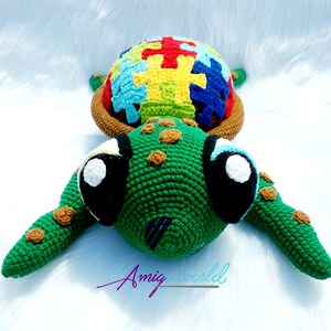 Crochet Autism Turtle, Amigurumi Autism Turtle, Autism Awareness Puzzle ...