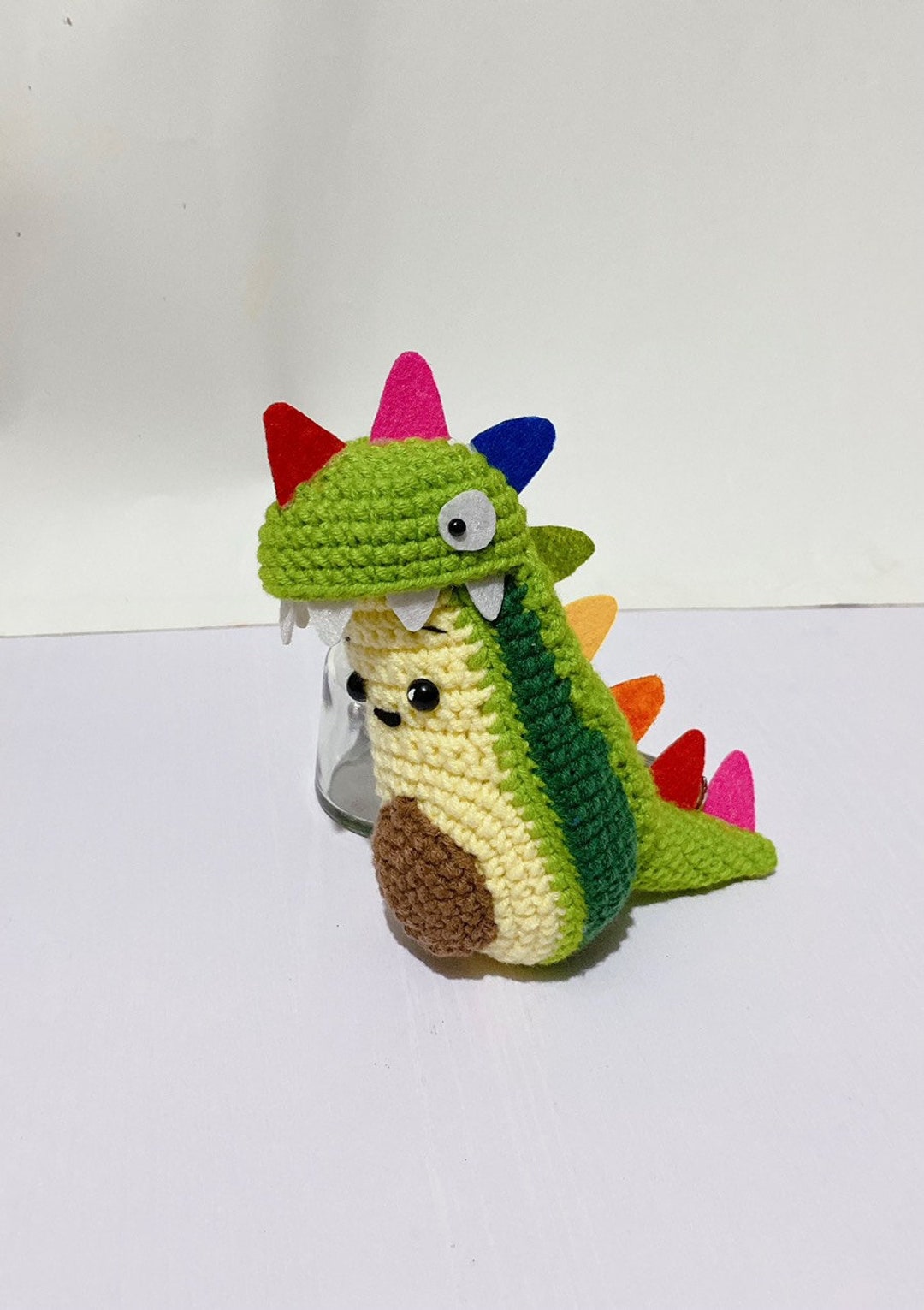 Crochet Dinosaur Avocado, Dinosaur Avocado Plush, Stuffed Dinosaur ...