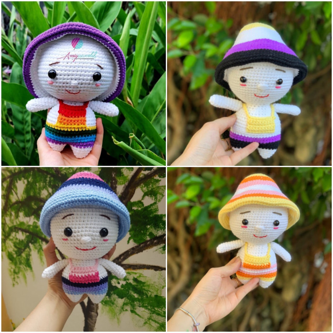 Mushroom Crochet Doll, Mushroom Pride, LGBT Mushroom, Rainbow Mushroom ...