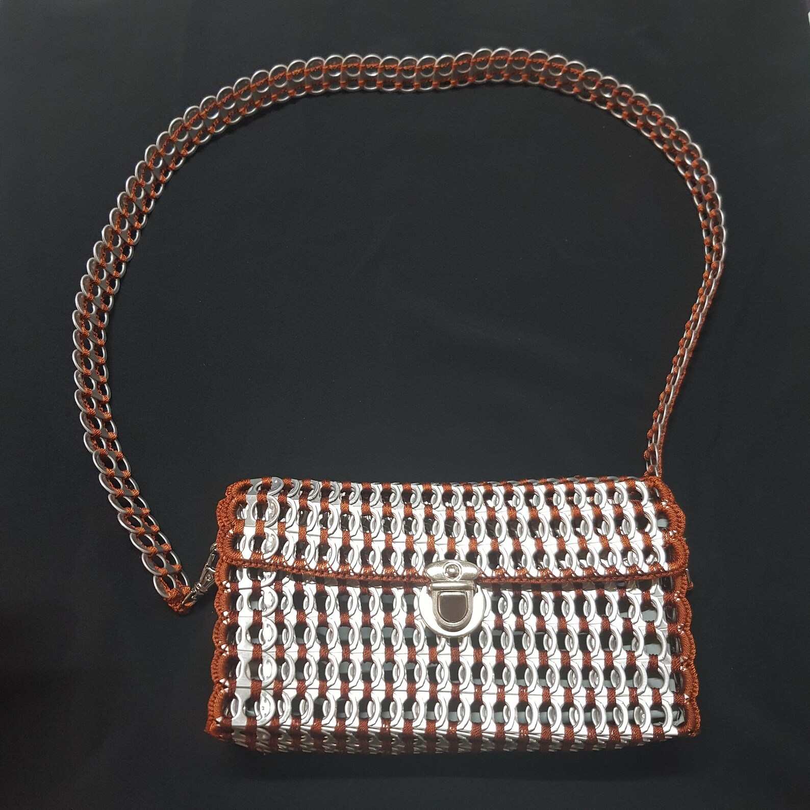 Recycled Aluminum Pull Tab Bag, Handmade Crochet Crossbody Bag, Purse ...