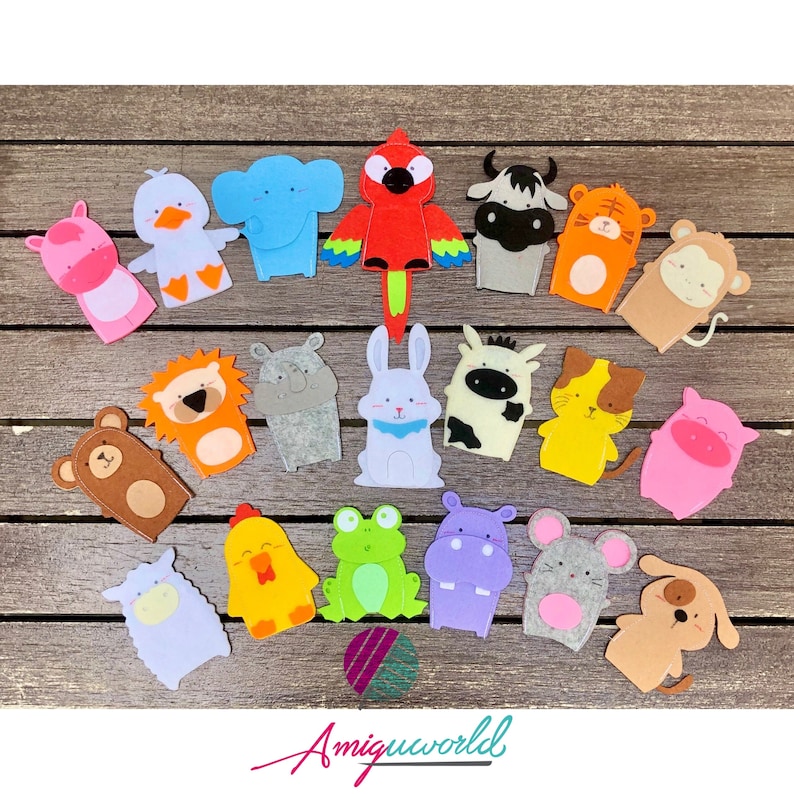 Set of 5 Animal Finger Puppets Felt Finger Puppets | Etsy
