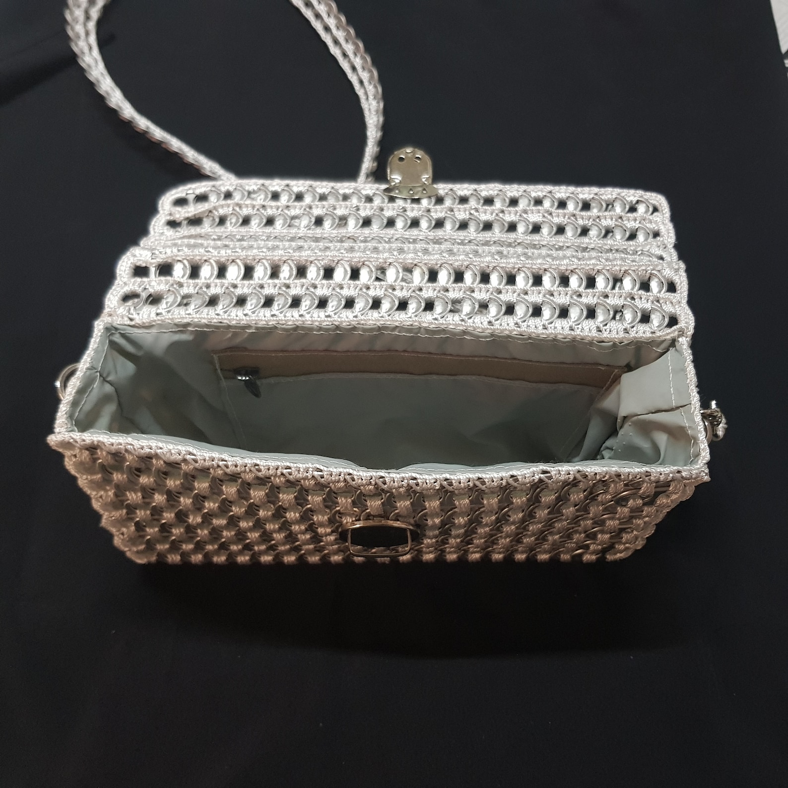 Recycled Aluminum Pull Tab Bag, Handmade Crochet Crossbody Bag, Purse ...