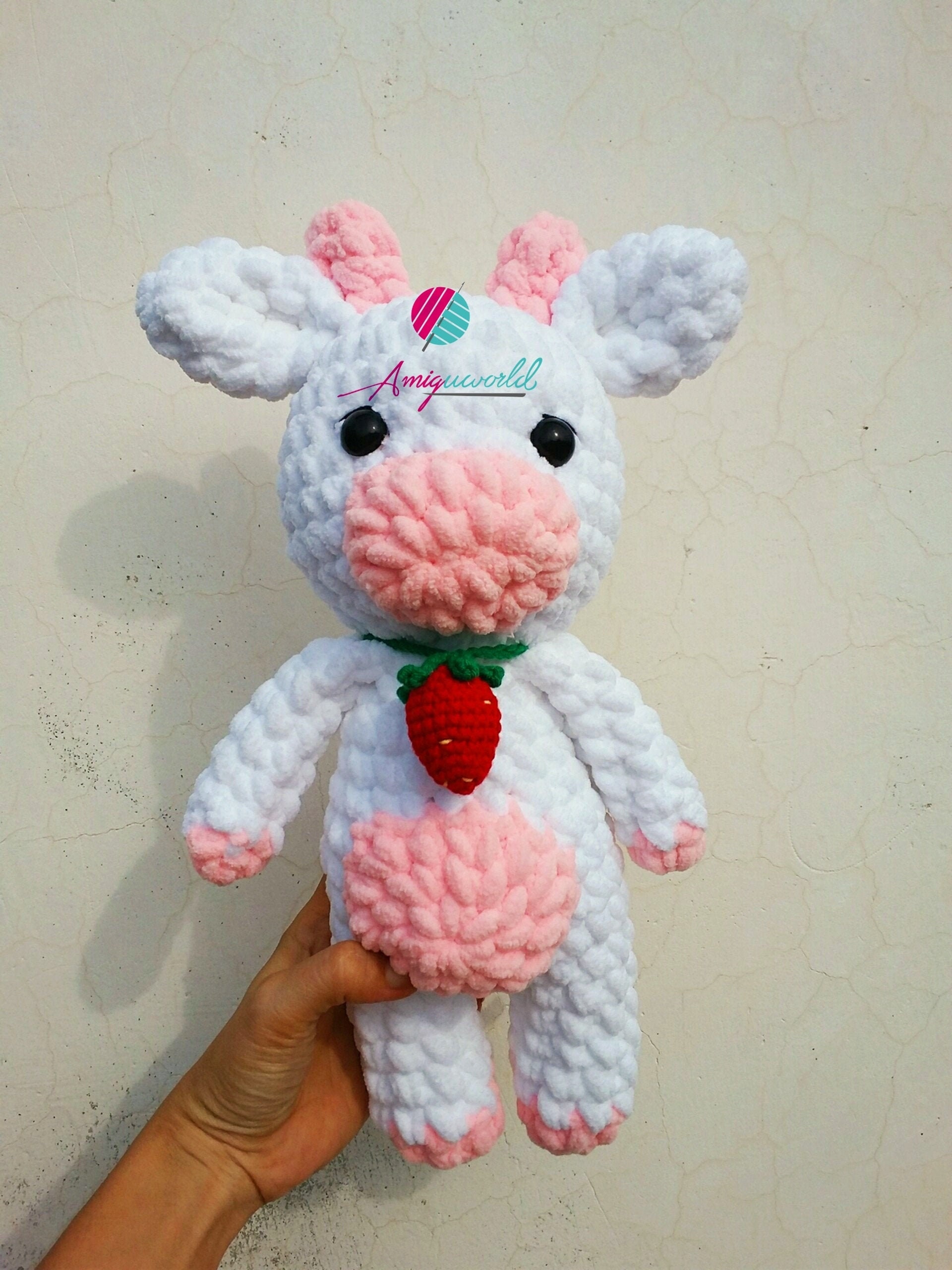 Strawberry Cow Crochet, Strawberry Cow Doll, Stuffed Strawberry Cow ...