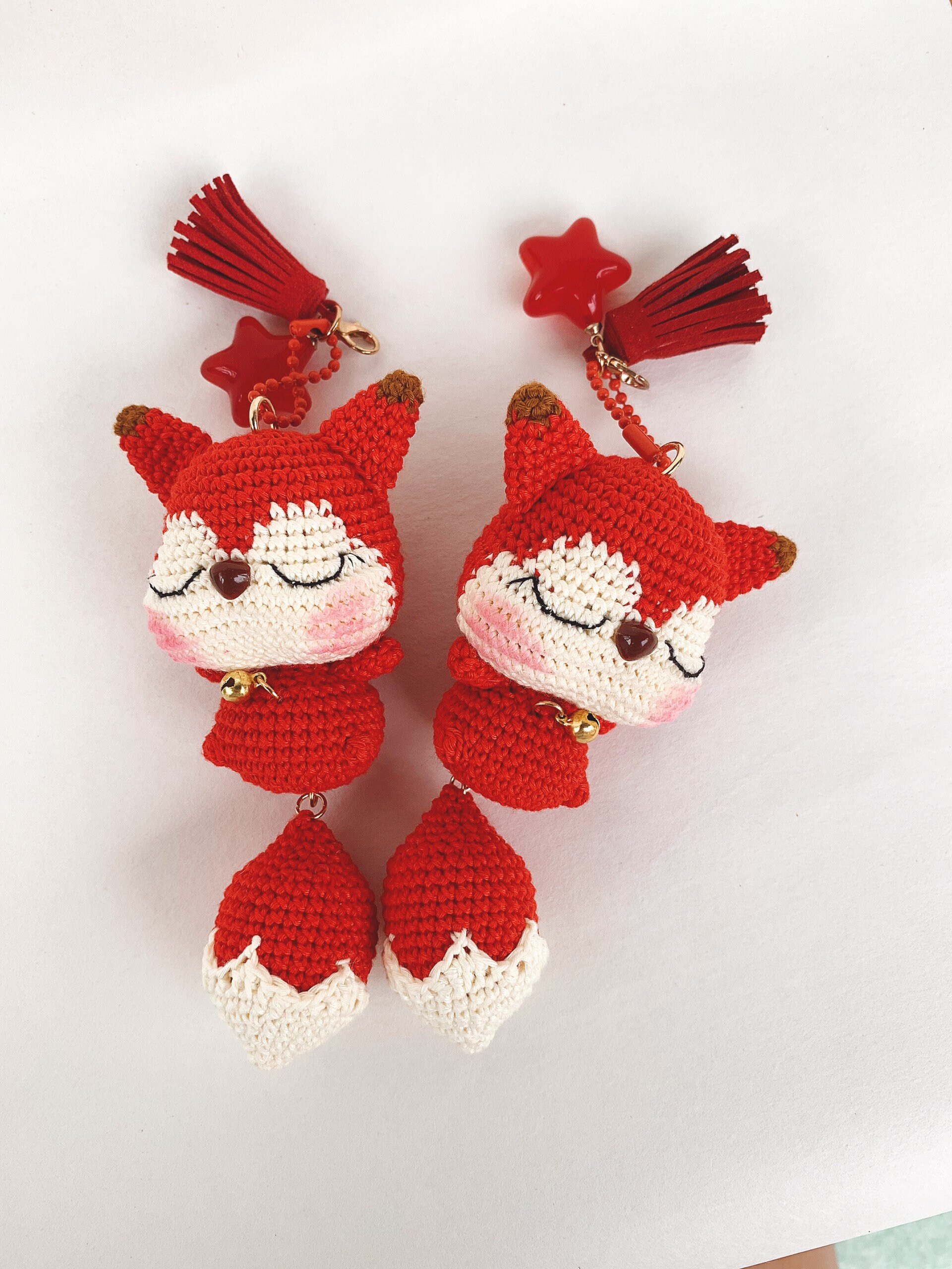 Crochet Fox Keychain Fox Ornament Amigurumi Fox Stuffed | Etsy