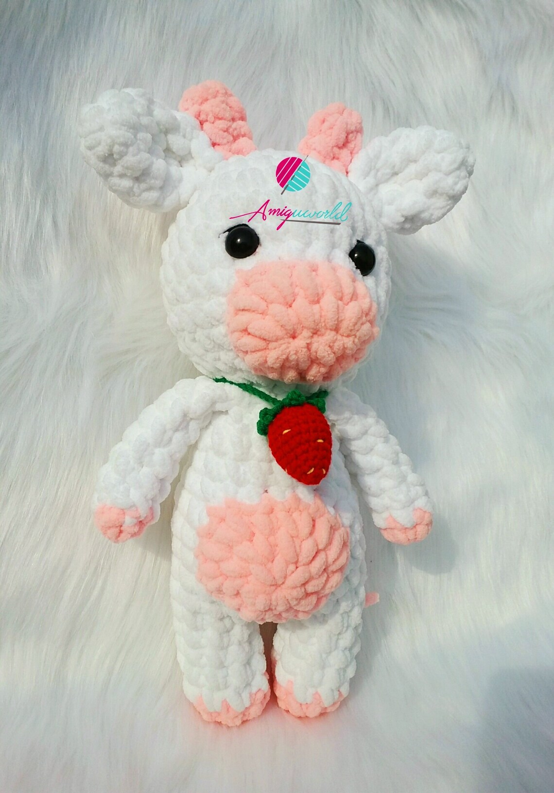 Strawberry Cow Crochet, Strawberry Cow Doll, Stuffed Strawberry Cow ...