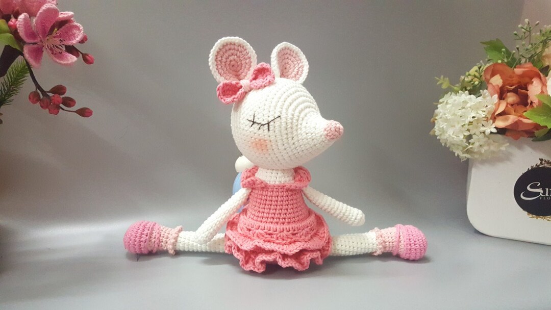 Crochet Ballerina Mouse Doll, Amigurumi Ballerina Mouse, Handmade ...