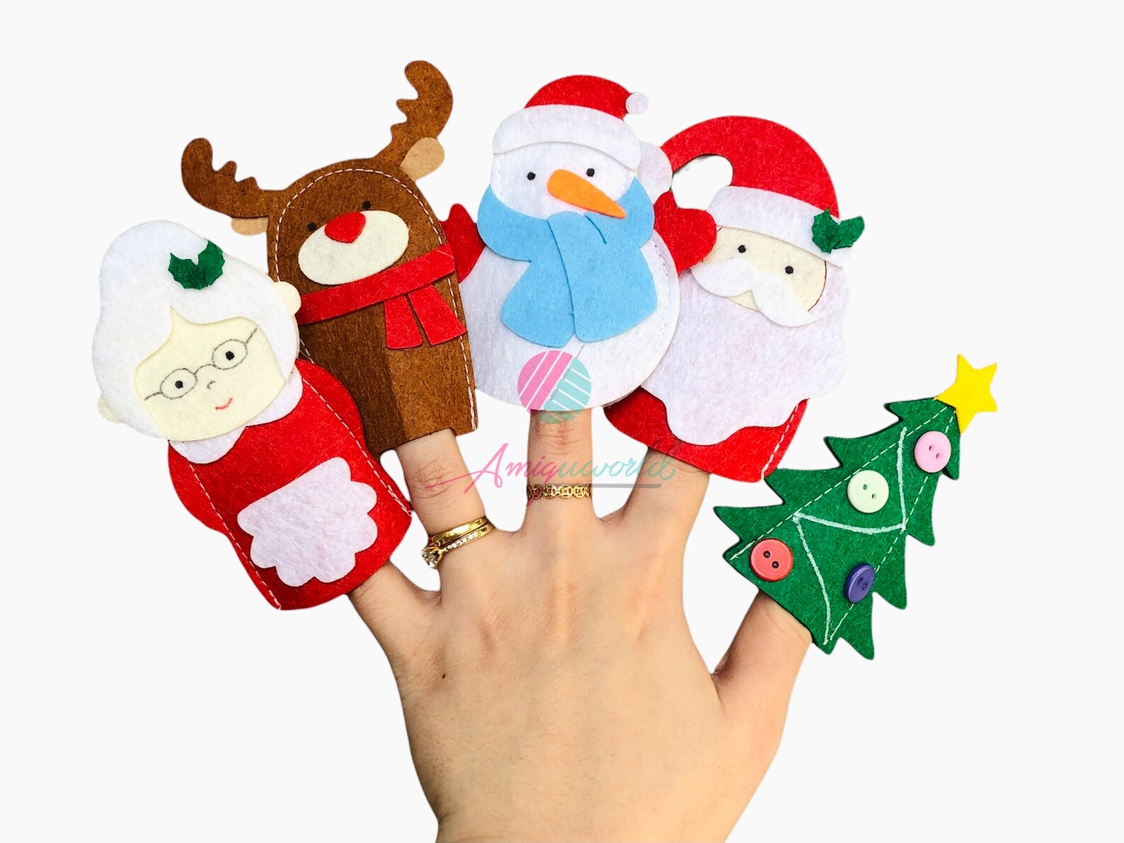 Set of 5 Christmas Finger Puppets Santa Claus Finger Puppets | Etsy
