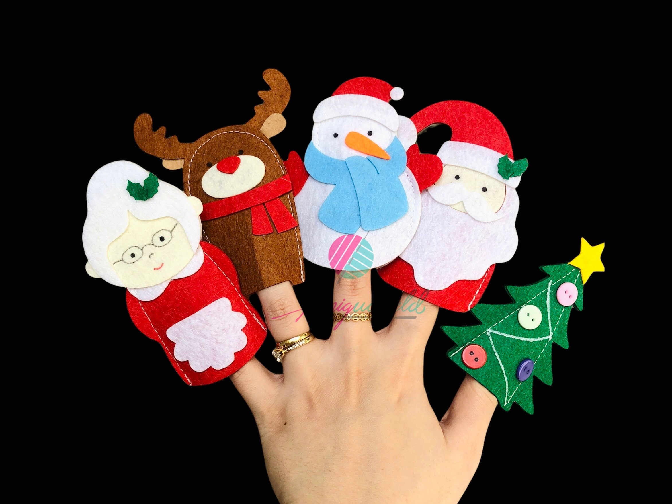Set of 5 Christmas Finger Puppets Santa Claus Finger Puppets | Etsy