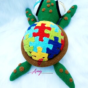 Crochet Autism Turtle, Amigurumi Autism Turtle, Autism Awareness Puzzle ...