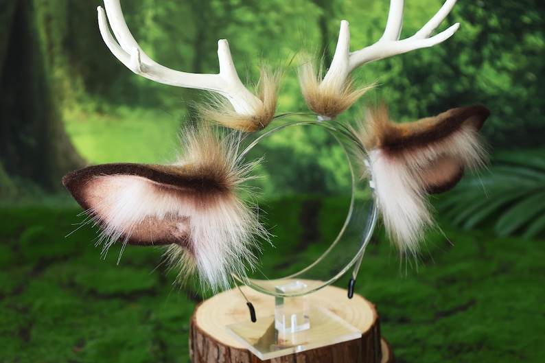 Faux Fur Deer Costume Ears and Tail Deer Kemonomimi Deer Cosplay Brown ...