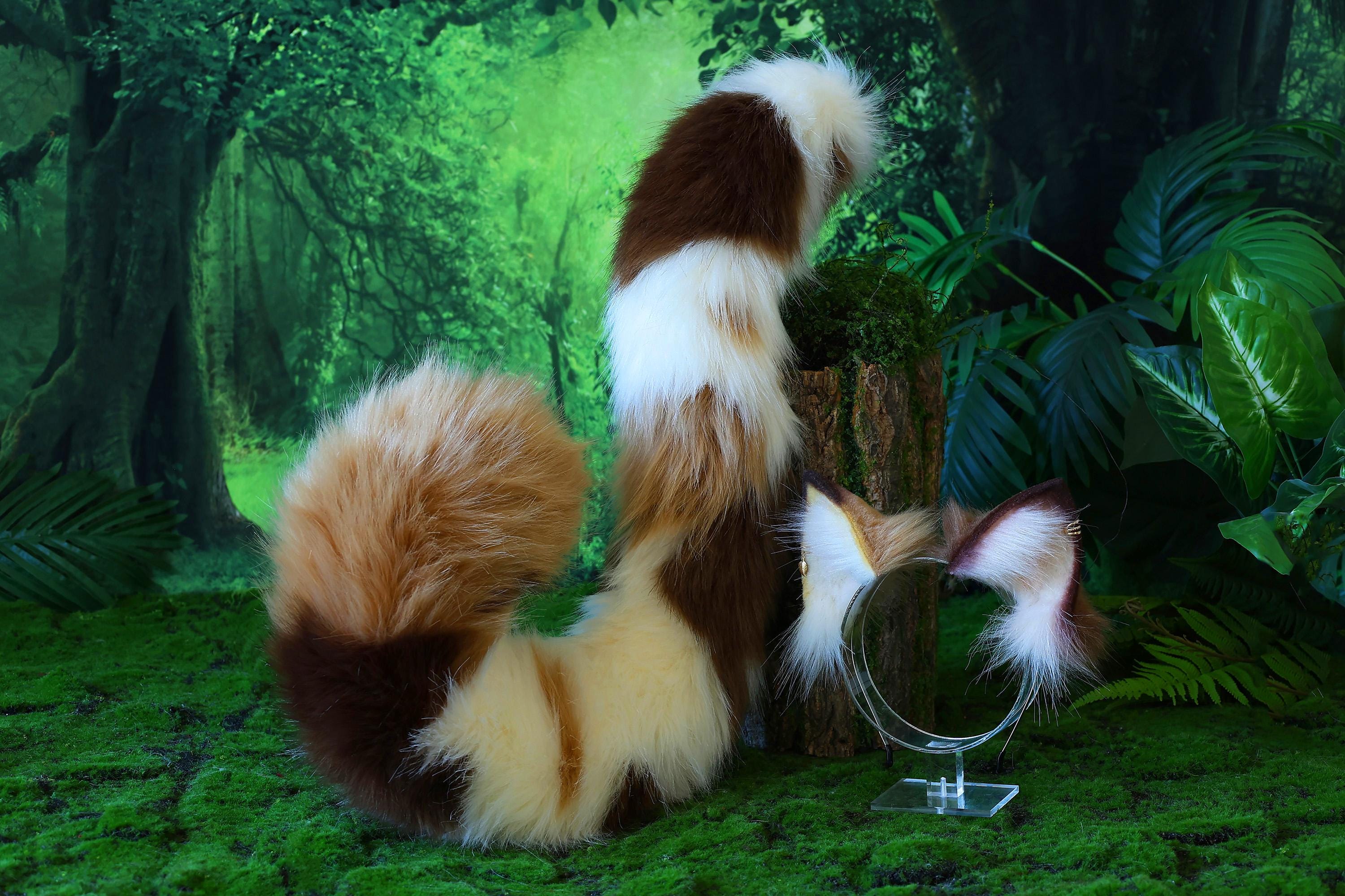 Realistic Calico Faux Fur Cat Ears and Tail Kitten Ears Kittenplay ...