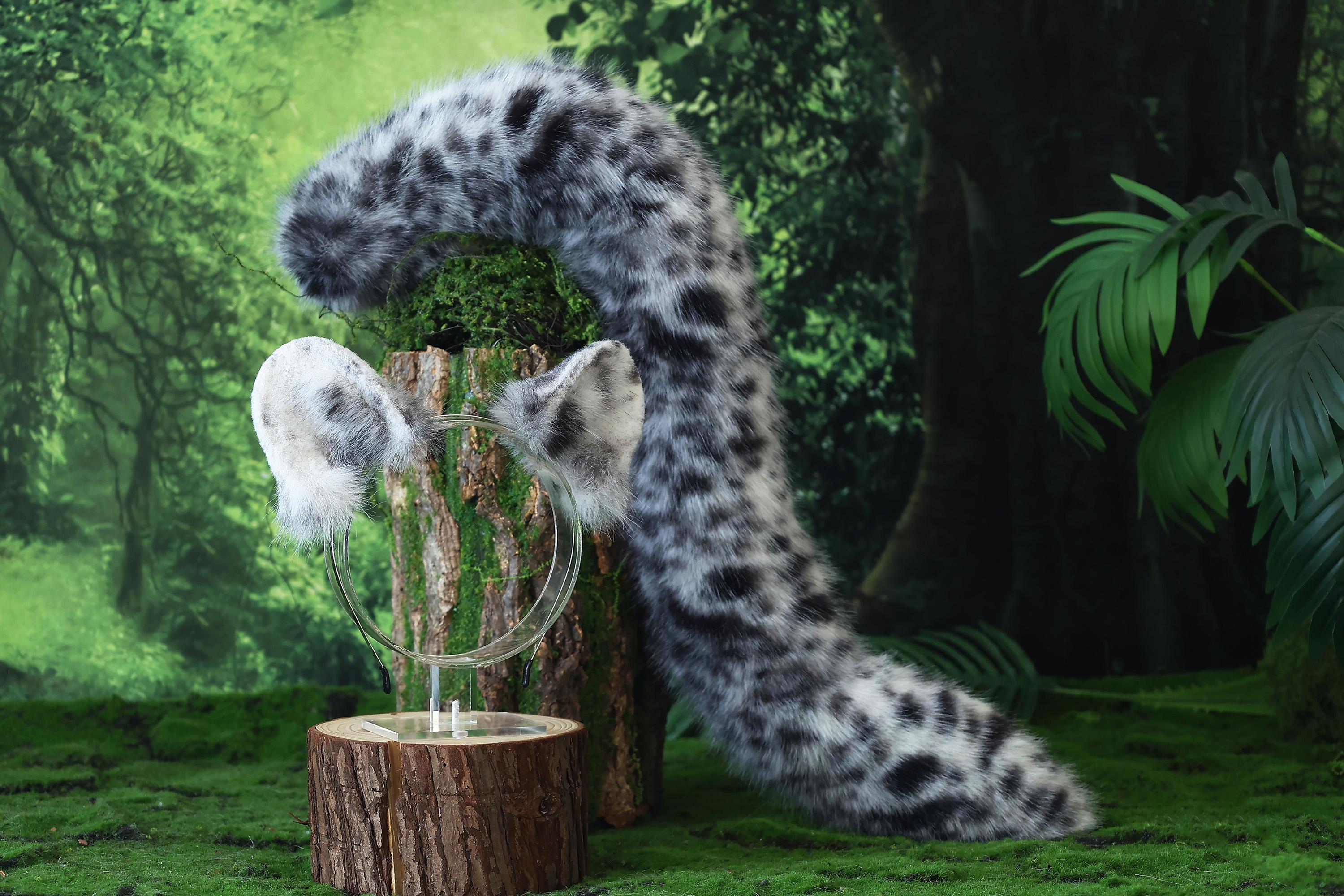 Faux Fur Snow Leopard Ear and Tail Set Role Play Snow Leopard Cosplay ...