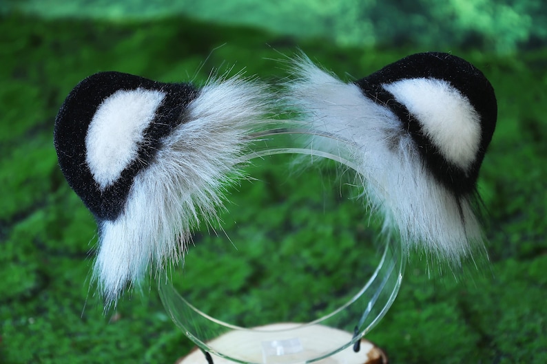 Gray Faux Fur Snow Leopard Ear and Tail Set Role Play Snow Leopard ...