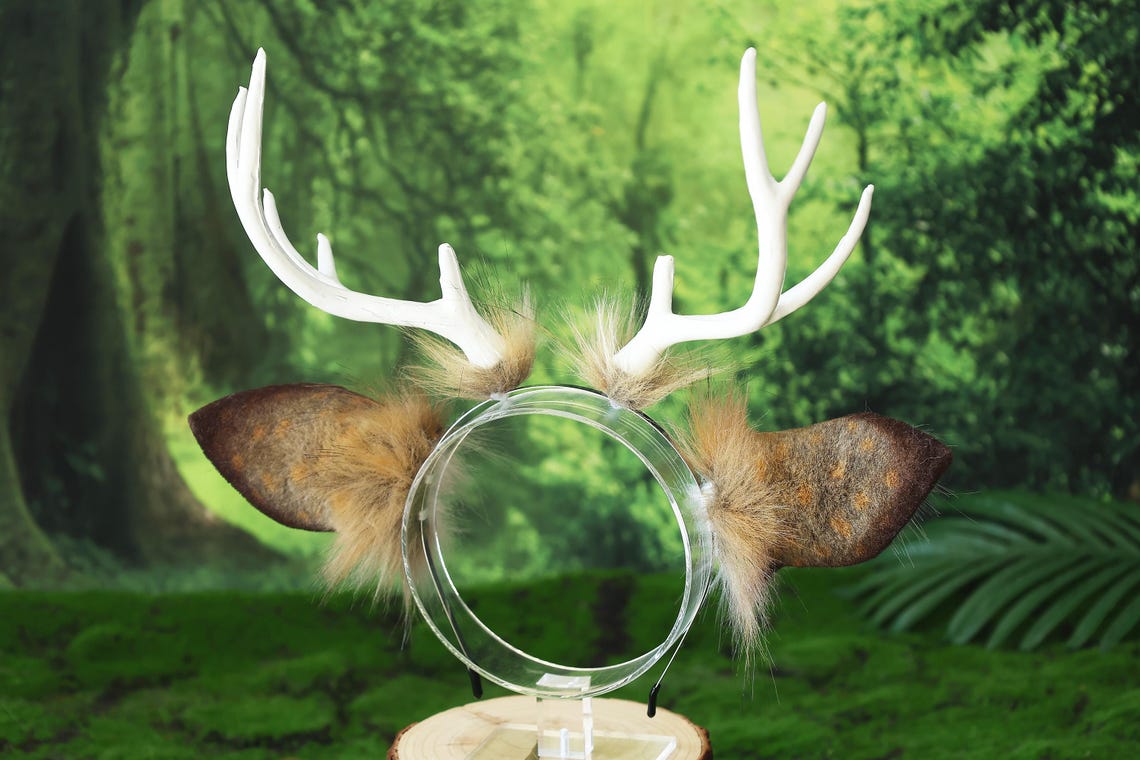 Faux Fur Deer Costume Ears and Tail Deer Kemonomimi Deer Cosplay Brown ...