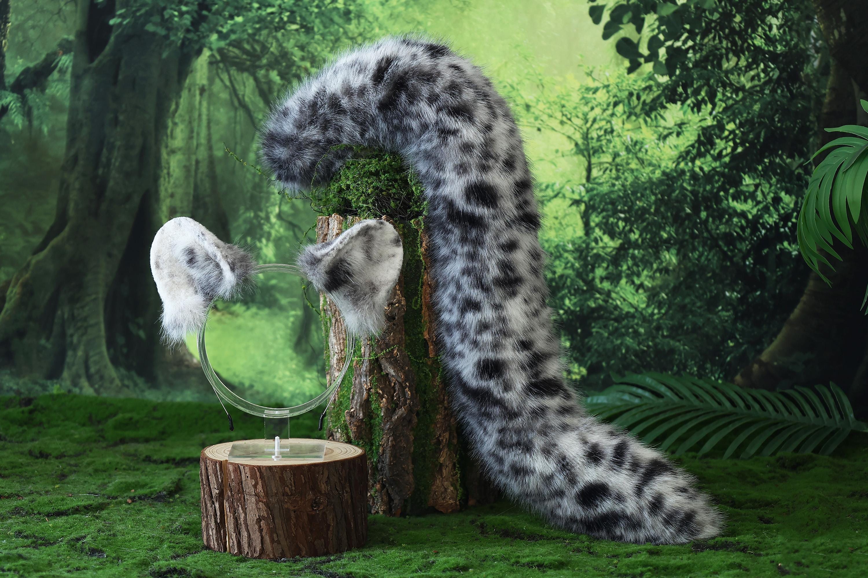 Faux Fur Snow Leopard Ear and Tail Set Role Play Snow Leopard Cosplay ...