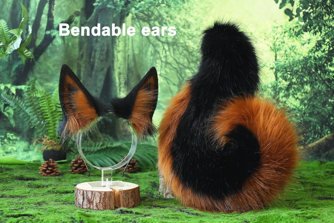 German Shepherd Dog Tail and Ear Cosplay Alsatian Wolf Dog Faux Fur ...