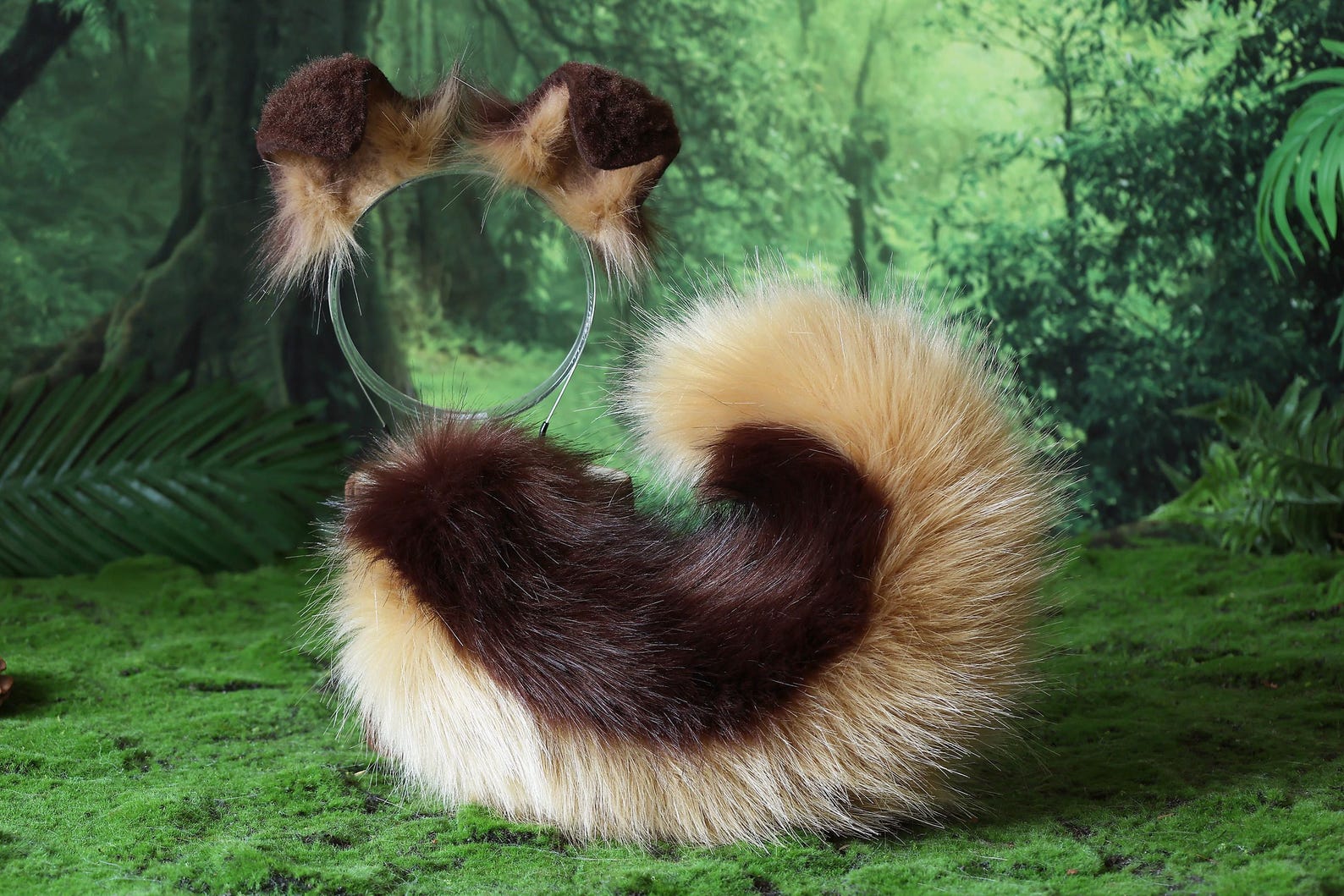 Faux Fur Shepherd Dog Tail and Ear Set Brown Shiba Inu Dog Ear and Tail ...