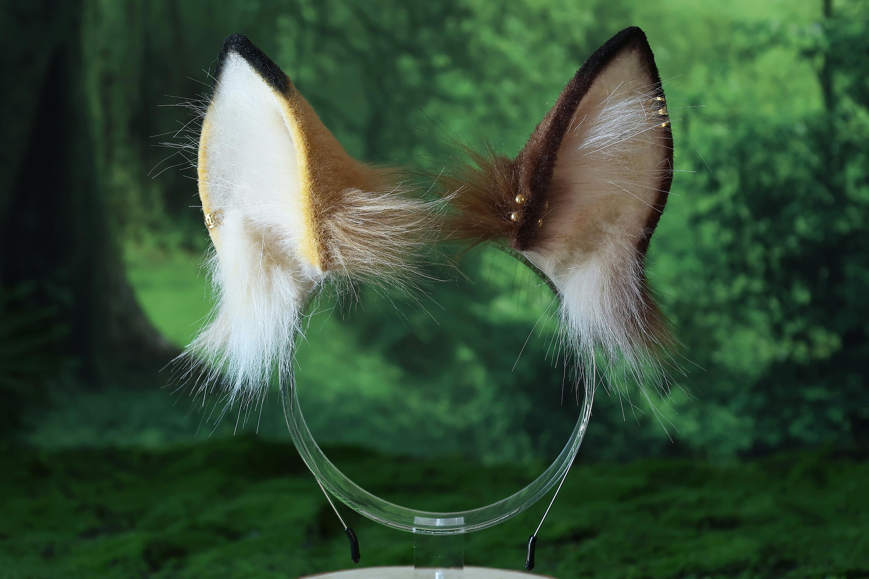 Faux Fur Fluffy Cat Tail and Ear Splicing Kitten Tail and Ear Anime ...