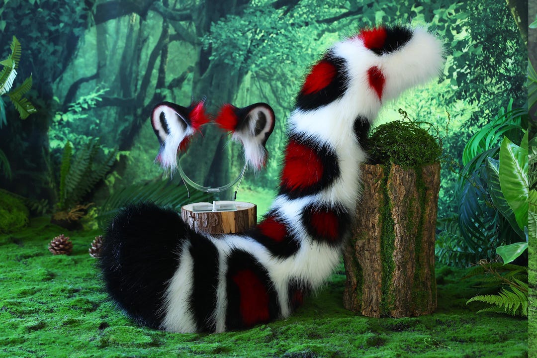 Faux Fur Snow Leopard Ear and Tail Set Role Play Snow Leopard Cosplay ...