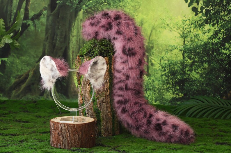 Faux Fur Snow Leopard Ear and Tail Set Role Play Snow Leopard Cosplay ...