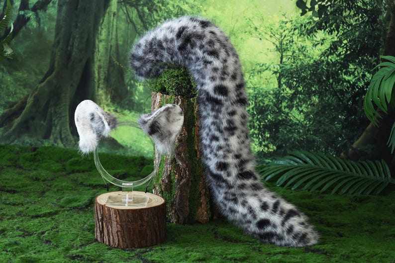 Faux Fur Snow Leopard Ear and Tail Set Role Play Snow Leopard Cosplay ...