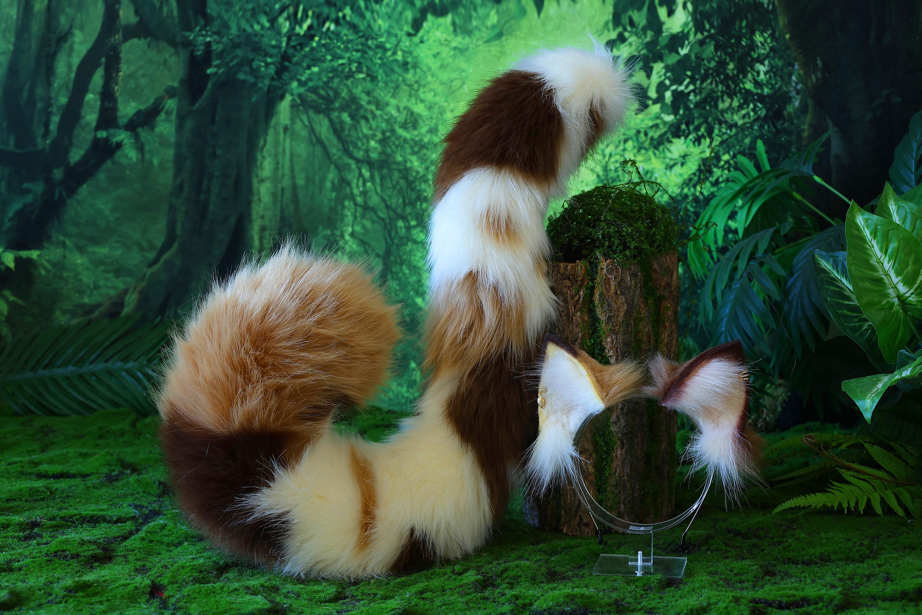 Realistic Calico Faux Fur Cat Ears and Tail Kitten Ears Kittenplay ...