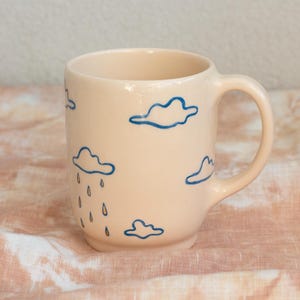 Ceramic Cup With Clouds, Pottery Tea Cup, Clay Mug, Handmade Mug, Beige ...