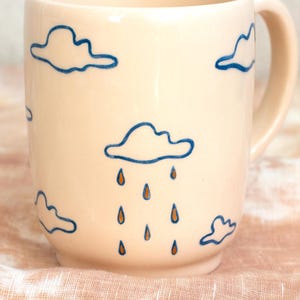 Ceramic Cup With Clouds, Pottery Tea Cup, Clay Mug, Handmade Mug, Beige ...