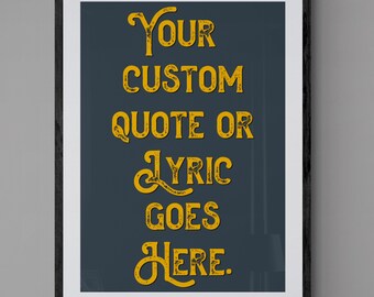 Pink Funky Custom Quote Personalised Wall Print Customised Lyric Art ...