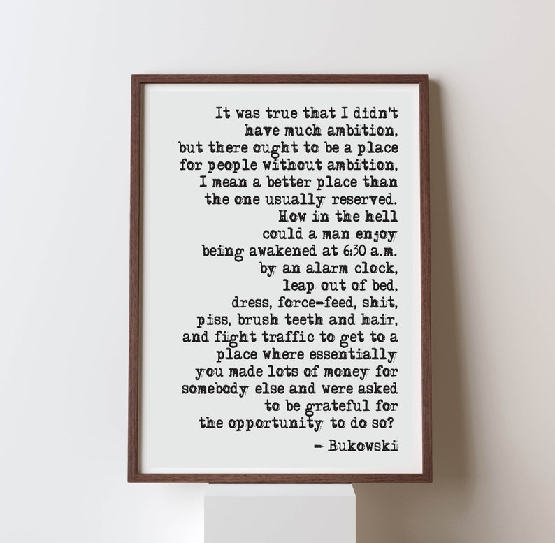 Charles Bukowski Quote Art Print Unique Literary - Etsy