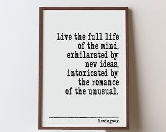 Hemingway Quote Wall Art | Etsy