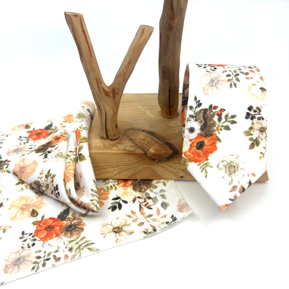 Burnt Orange Floral Neckties, Wedding Floral Tie, Groomsmen Neckties ...
