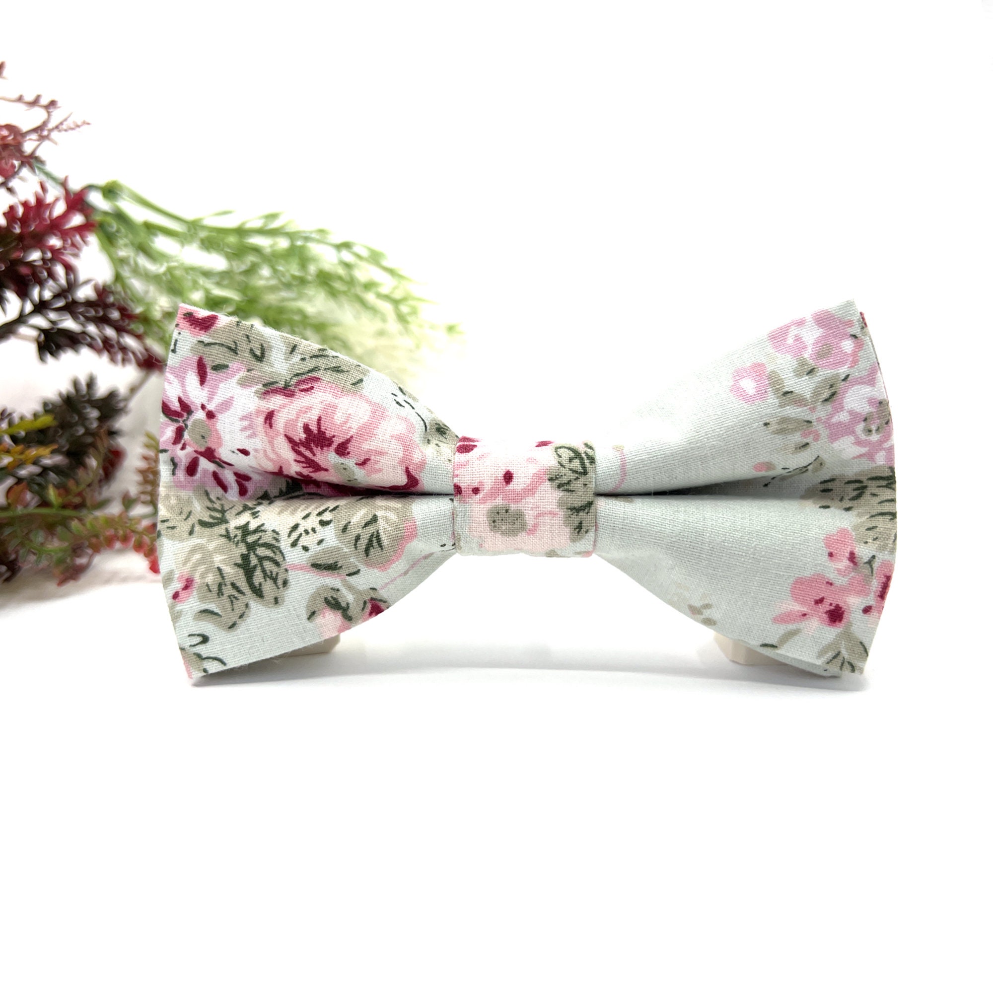 Sage Floral Bow Tie, Blush Pink Botanical Bow, Boho Wedding Groom ...