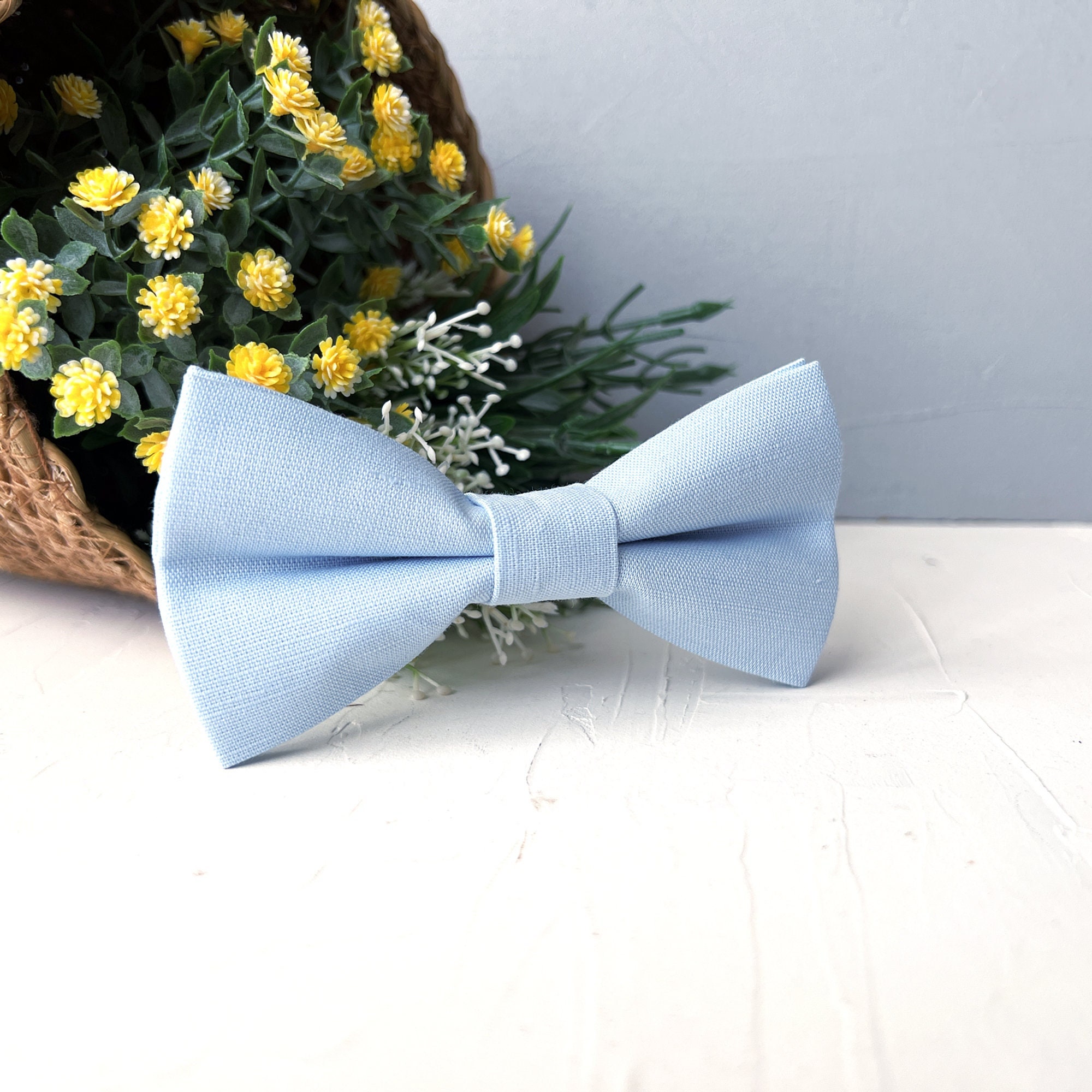 Linen Light Dusty Blue Bowtie / Bluebowtie / Groomsman Gift / - Etsy