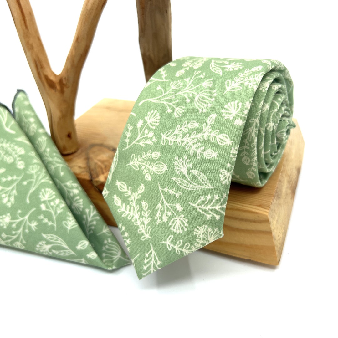 Flower Dusty Sage Green Neck Ties / Dusty Sage Neck Ties / Mens Necktie ...