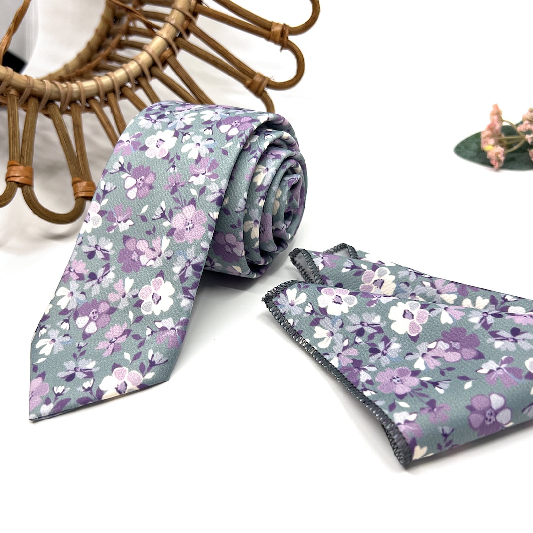 Floral Purple Lilac Neck Ties / Wedding Lilac Neck Tie / Flower Neck ...