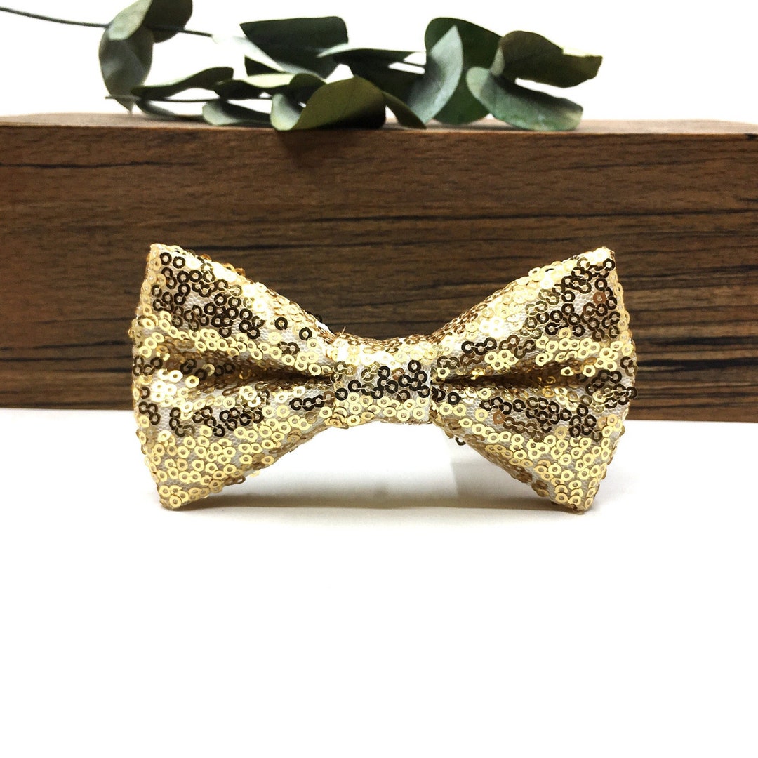 Gold Sequin Bow Tie / Sequin Bow Tie / Groomsman Gift / Wedding Bow Tie / Ring Bearer Bow Tie ...
