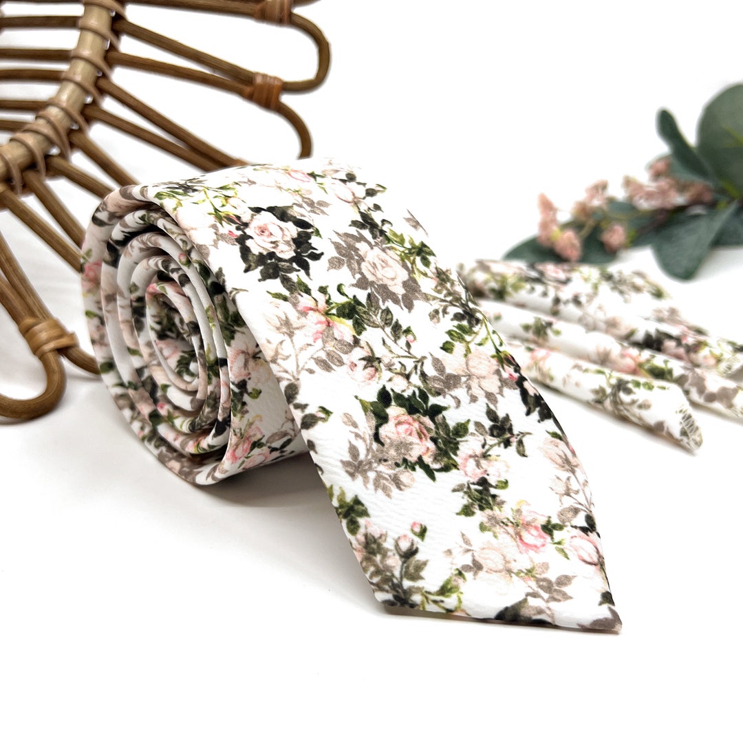 Floral Blush Pink Neck Ties / Wedding Pink Neck Tie / Groomsmen Gift ...