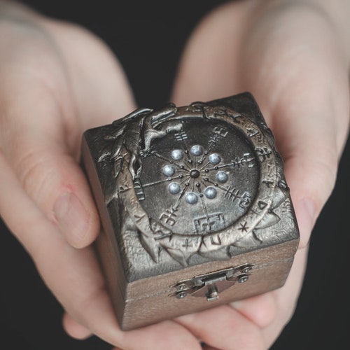 Viking Ring Box With Norse Vegvisir Viking Compass Nordic - Etsy