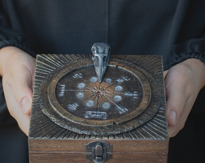 Nordic Viking Box With Vegvisir Runic Compass Futhark and Raven Skull ...