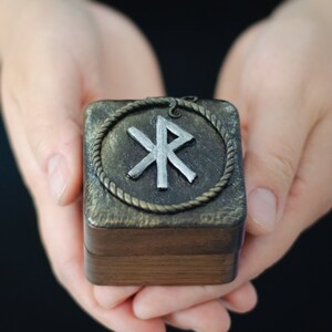 Runes Viking Ring Box Celtic Wooden Jewelry Holder Rune Sign Wedding ...
